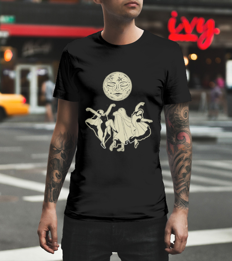 Two Girls Ghostly Dance Under Moon T-Shirt