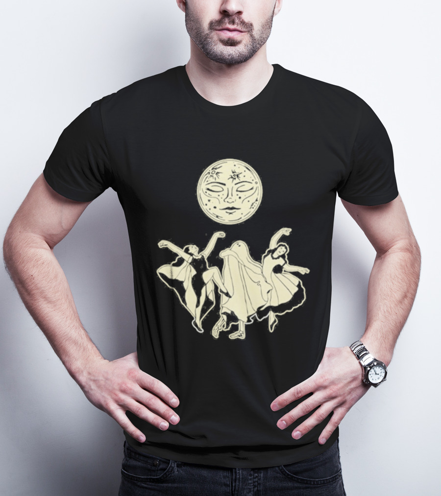 Two Girls Ghostly Dance Under Moon T-Shirt