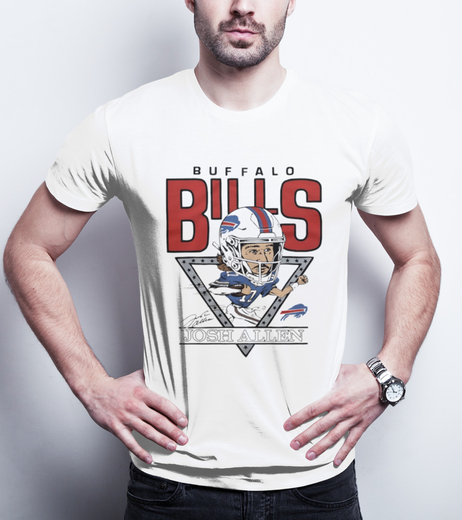 Buffalo Bills Josh Allen Football Caricature Triangle T-Shirt
