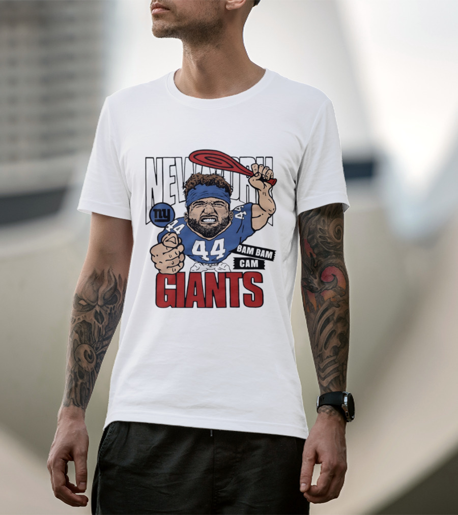 New York Giants Bam Bam Cam 44 Caricature Football ан T-Shirt