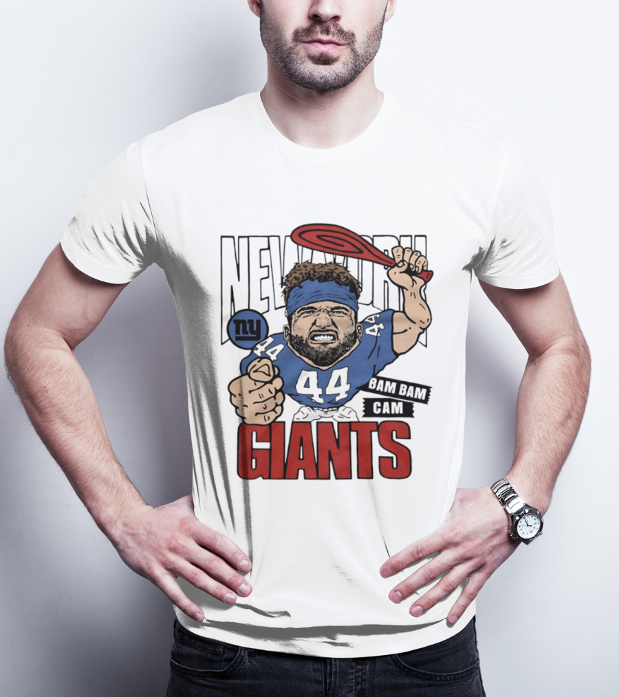 New York Giants Bam Bam Cam 44 Caricature Football ан T-Shirt