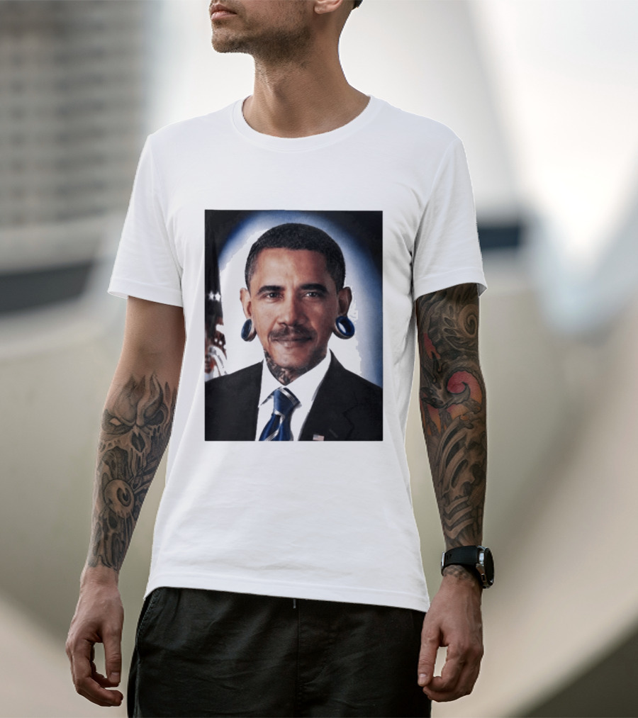 Obama President Political Fashion With Tattoos And Futuristic T-Shirt