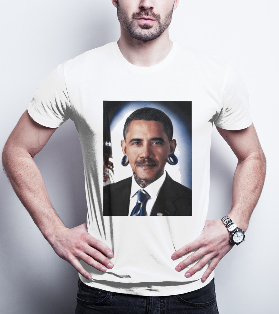 Obama President Political Fashion With Tattoos And Futuristic T-Shirt