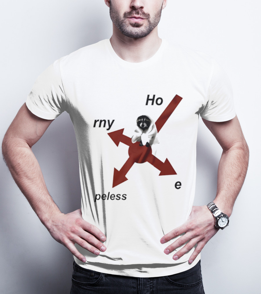 Raccoon Horny Hopeless Hoe Arrows T-Shirt