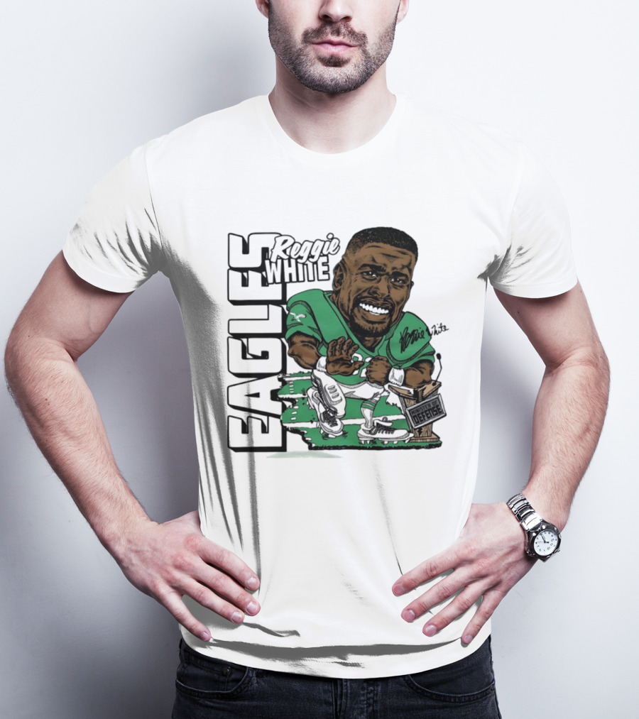 Reggie White Philadelphia Eagles Caricature Art NFL Legendary Player T-Shirt