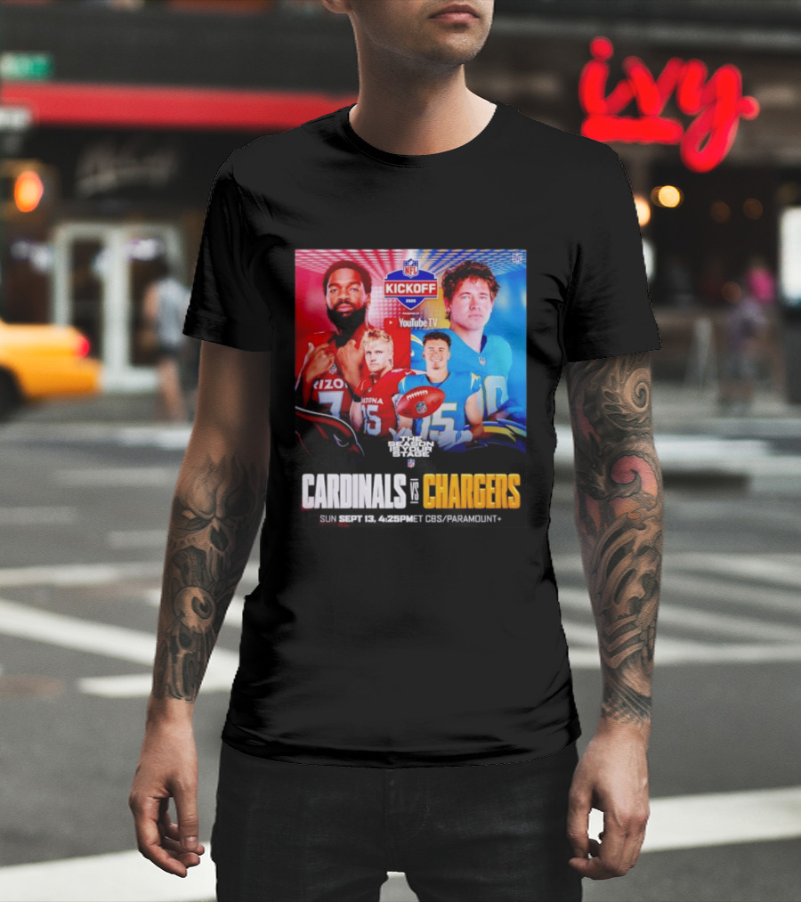 Cardinals Vs Chargers NFL Kickoff 2026 YouTube TV CBS Paramount September 13 T-Shirt