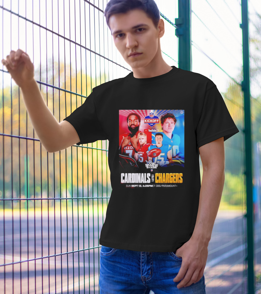 Cardinals Vs Chargers NFL Kickoff 2026 YouTube TV CBS Paramount September 13 T-Shirt