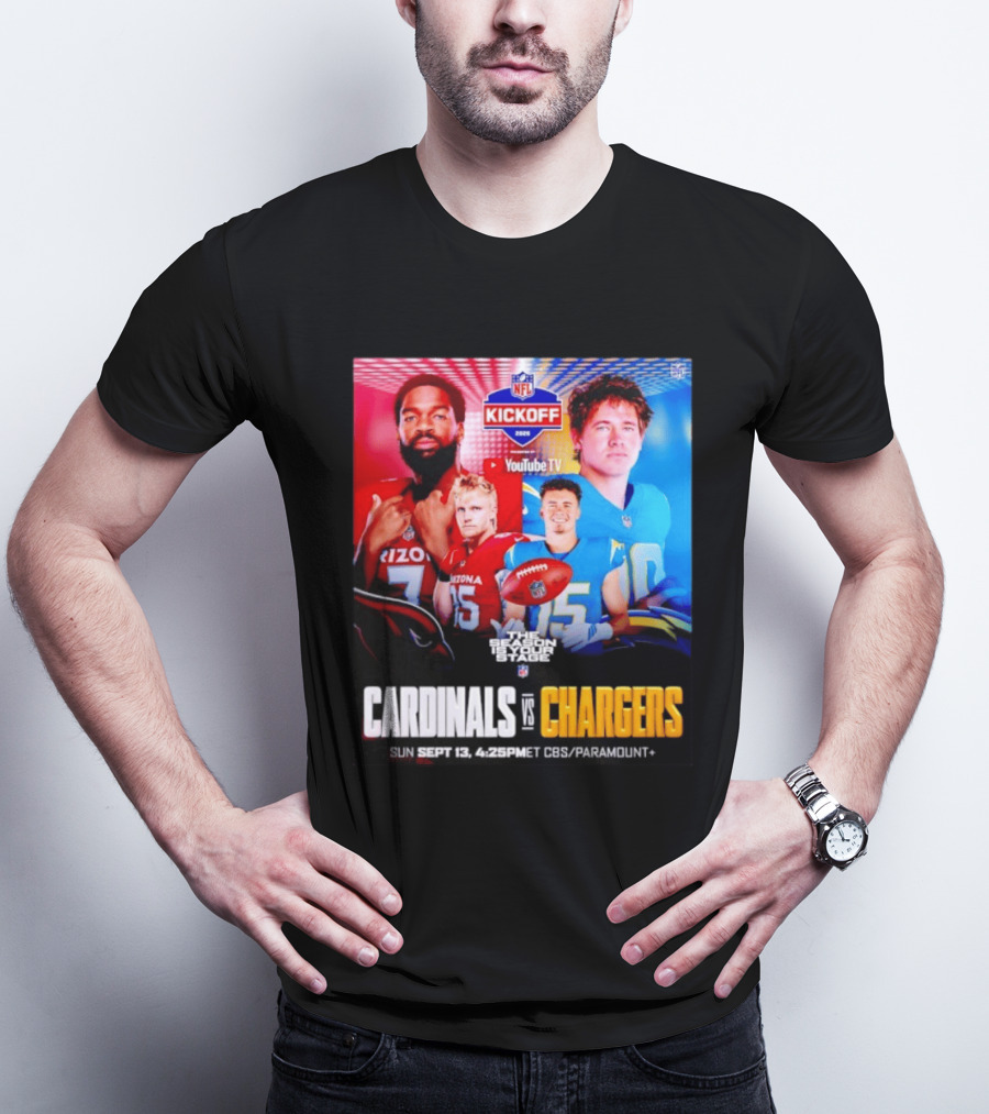 Cardinals Vs Chargers NFL Kickoff 2026 YouTube TV CBS Paramount September 13 T-Shirt