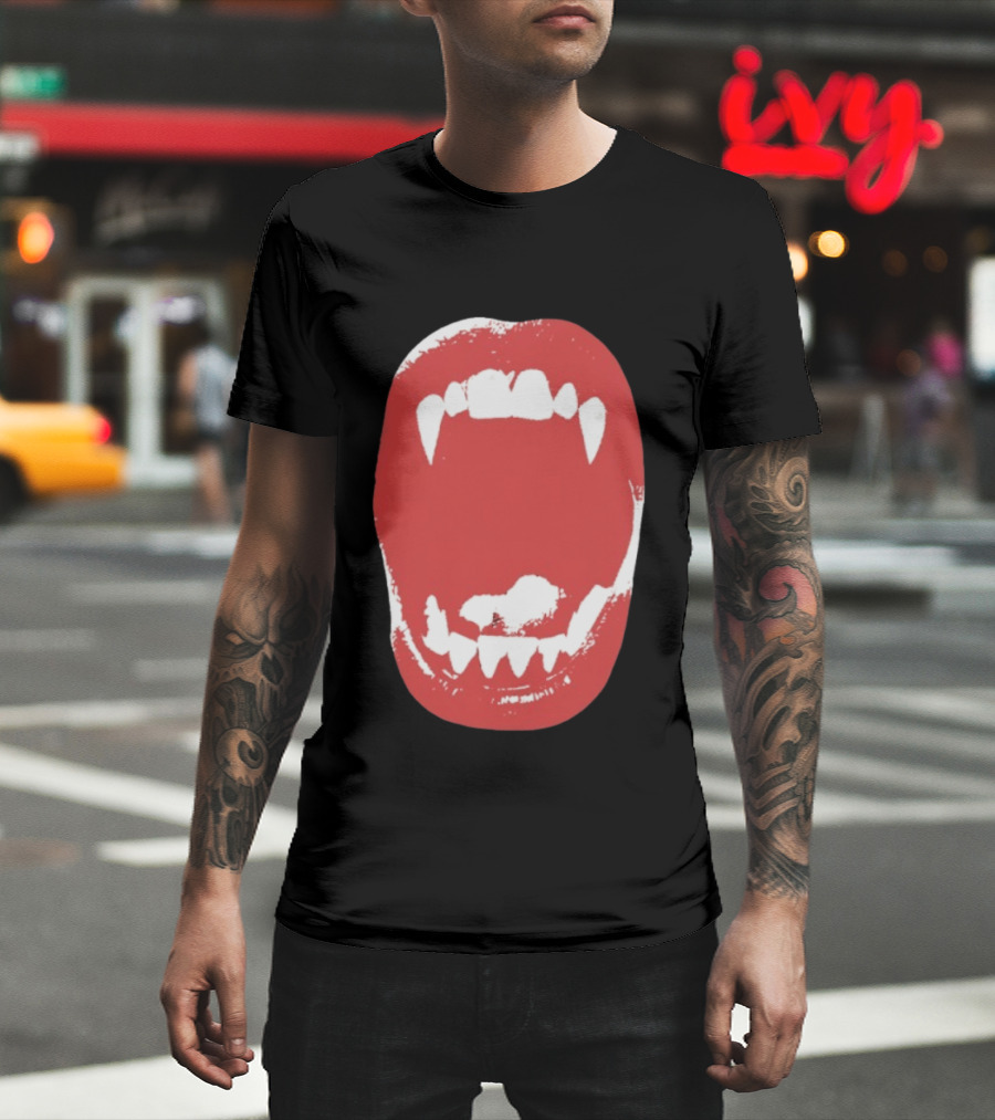 Vampire Fangs Open Mouth Red T-Shirt