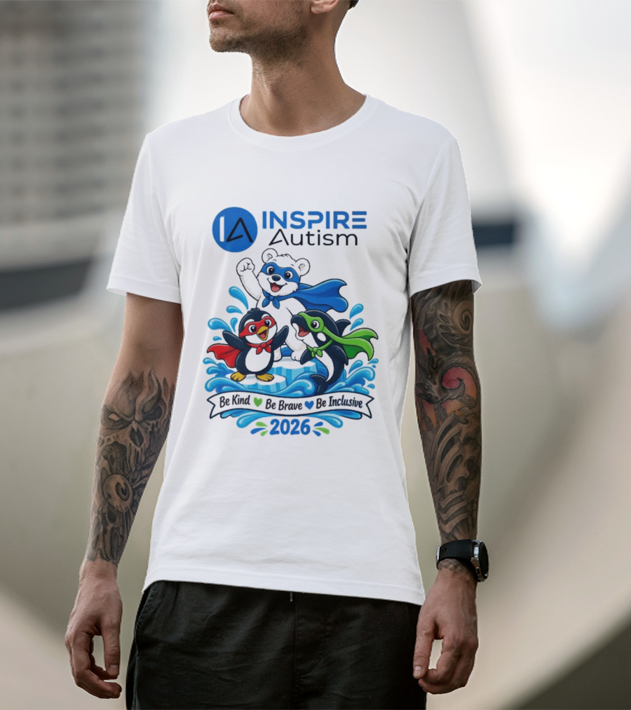 Inspire Autism Hero Walk 2026 Be Kind Brave Inclusive T-Shirt