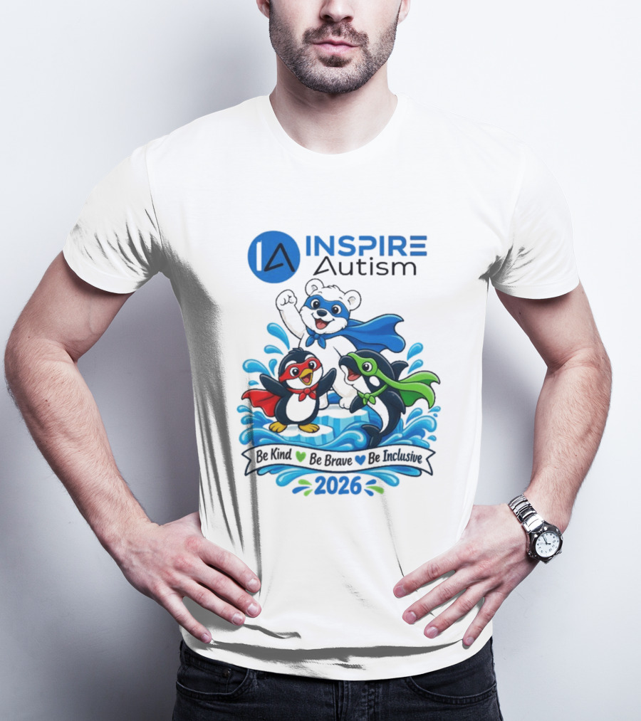 Inspire Autism Hero Walk 2026 Be Kind Brave Inclusive T-Shirt