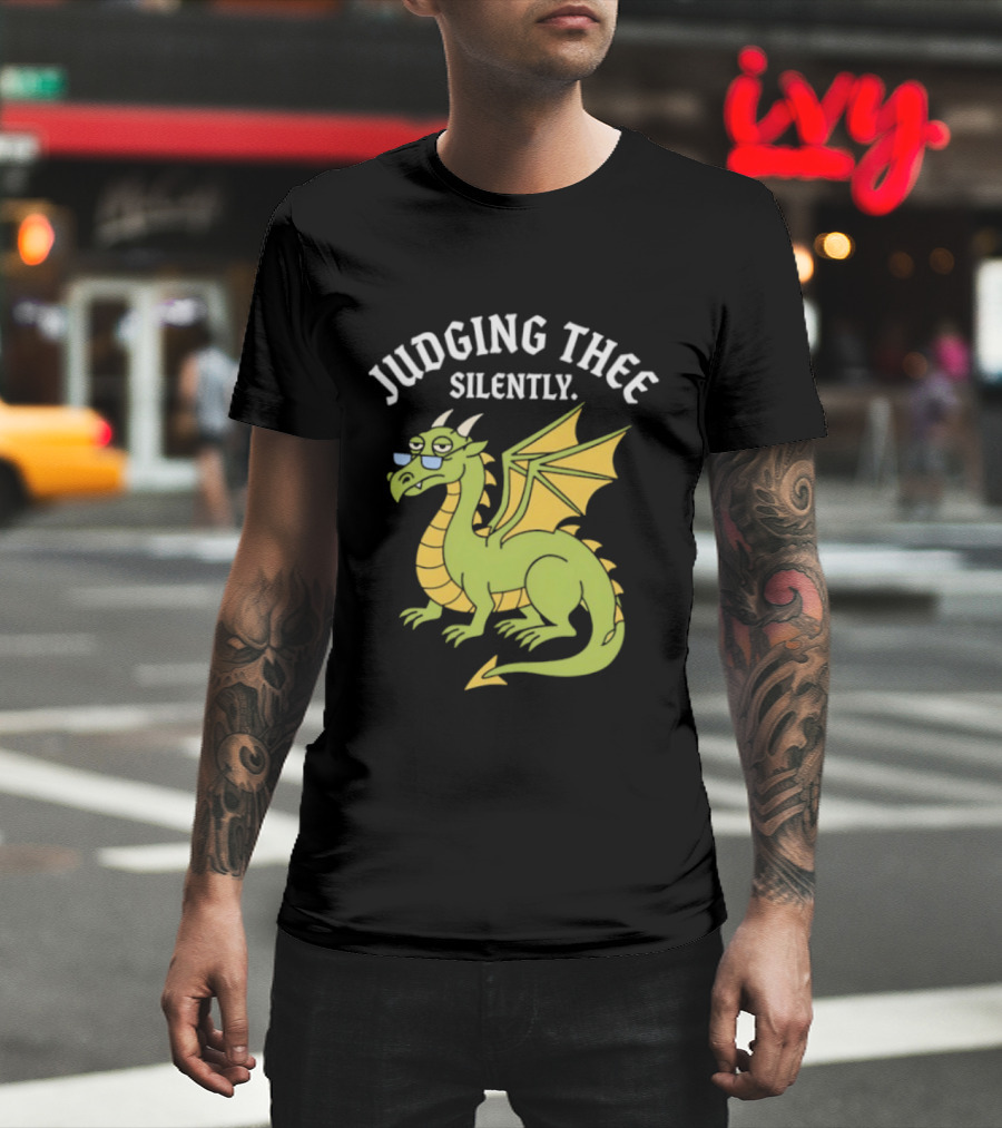 Judging Thee Silently Dragon With Sunglasses T-Shirt