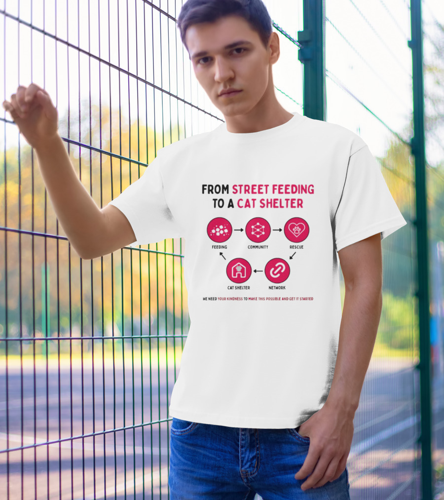 From Street Feeding To A Cat Shelter Feeding Community Rescue Cat Shelter Network T-Shirt