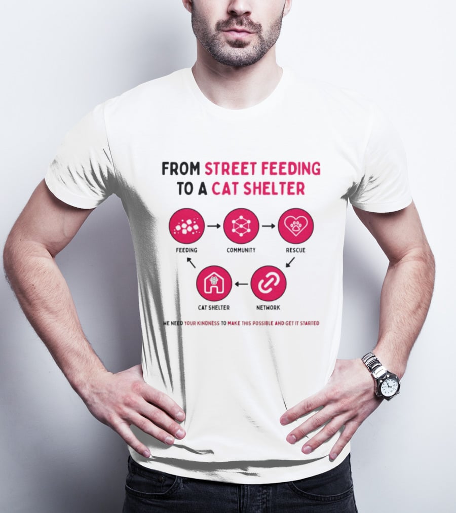 From Street Feeding To A Cat Shelter Feeding Community Rescue Cat Shelter Network T-Shirt