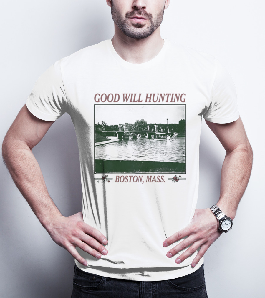 Good Will Hunting Boston Mass Matt Damon Urban River Scene T-Shirt