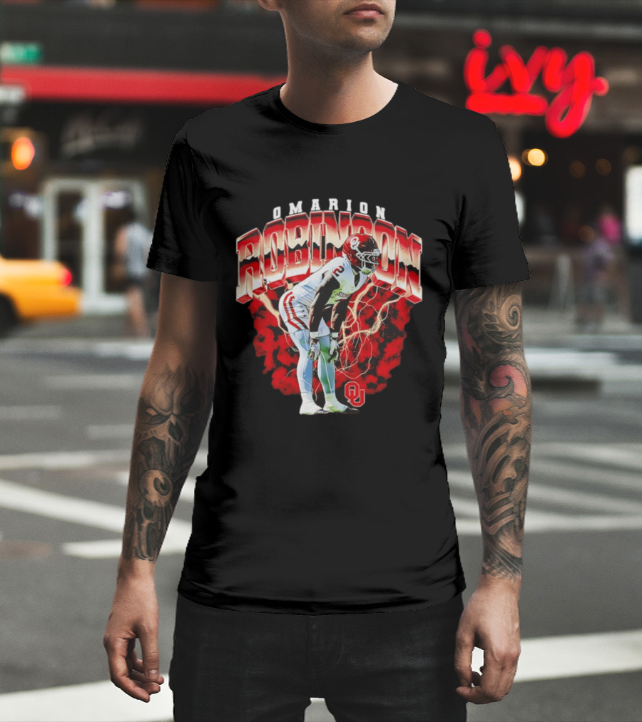 Omarion Robinson Oklahoma Sooners Football Lightning OU T-Shirt