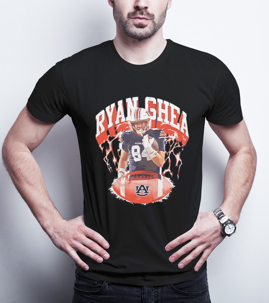 Ryan Ghea Auburn Tigers Football Lightning Bold Number 84 T-Shirt