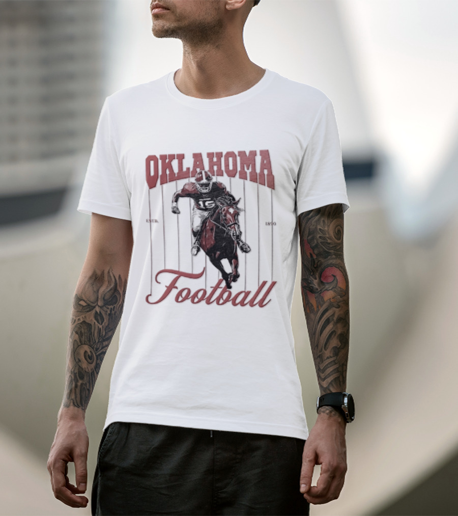 Oklahoma Sooners Football Player On Horse Estb 1890 T-Shirt