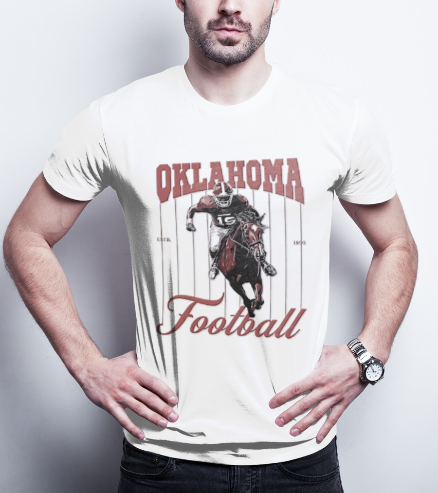 Oklahoma Sooners Football Player On Horse Estb 1890 T-Shirt