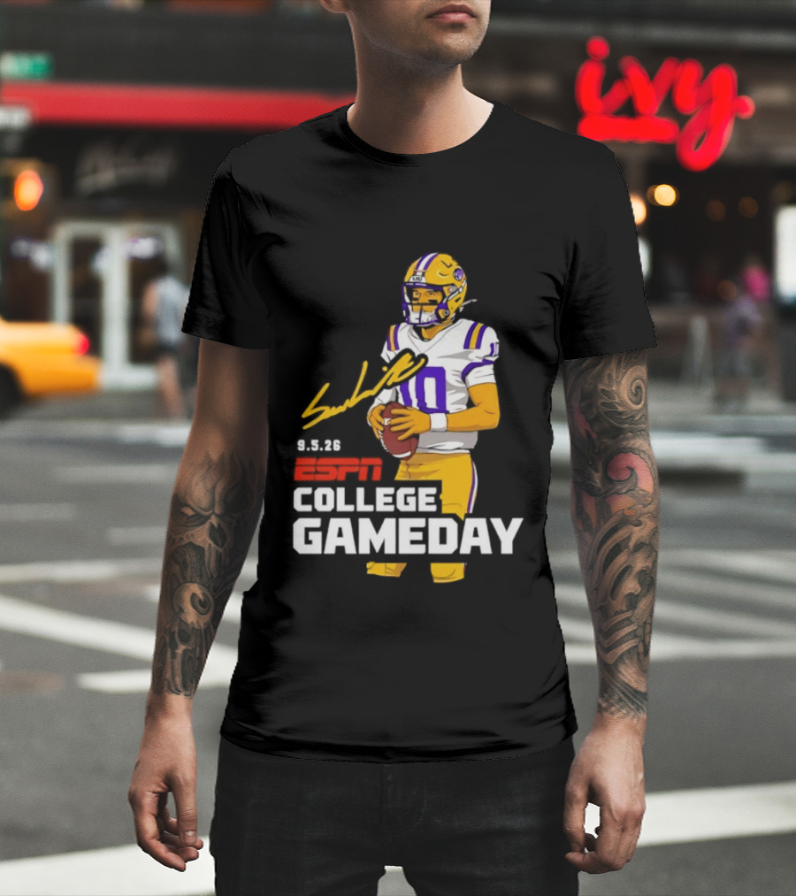Sam Leavitt 9 3 26 ESPN College Gameday LSU Tigers Football T-Shirt