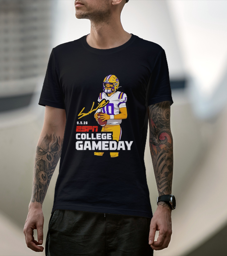 Sam Leavitt 9 3 26 ESPN College Gameday LSU Tigers Football T-Shirt