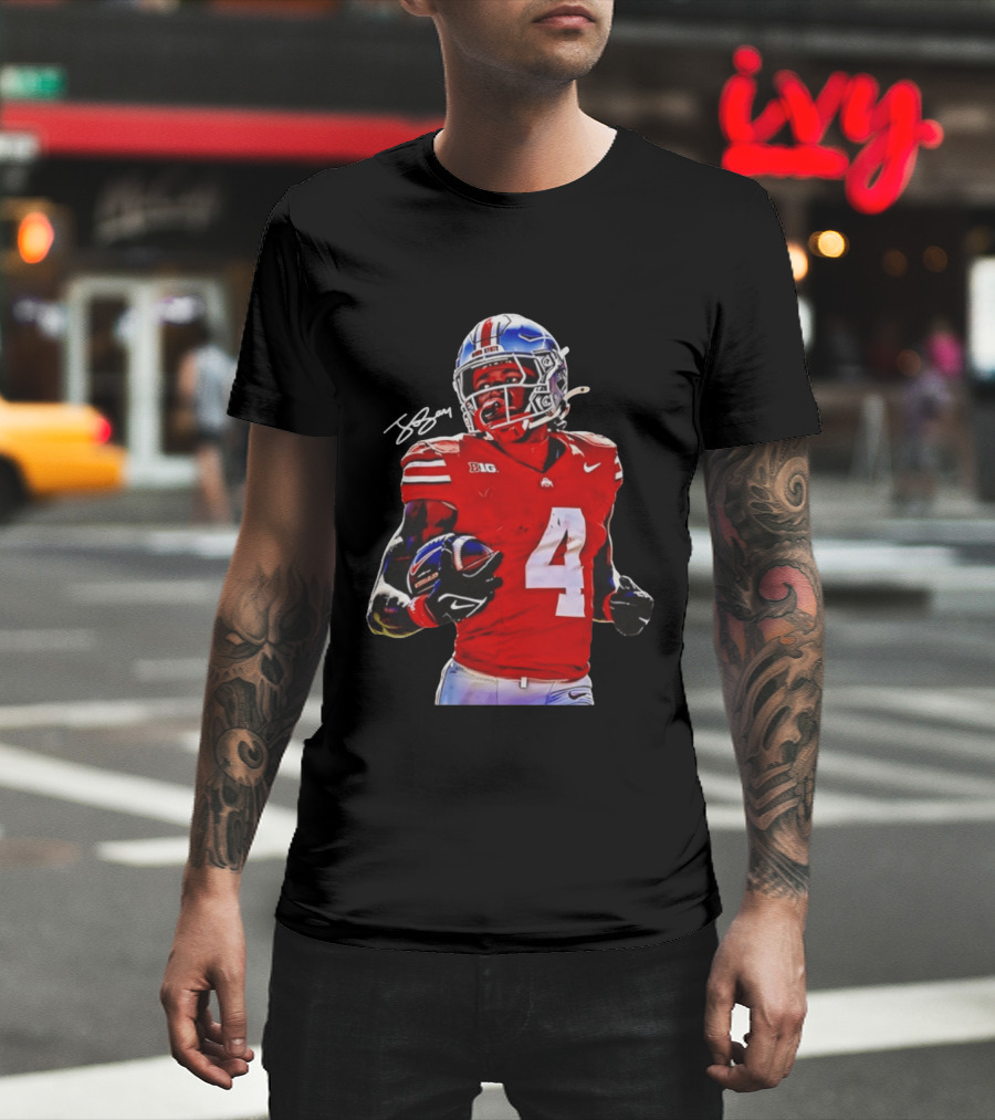 Jeremiah Smith Ohio State Buckeyes Football Number 4 T-Shirt
