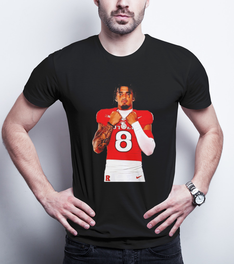 KJ Duff Rutgers Scarlet Knights Football Number 8 NCAA Moment T-Shirt