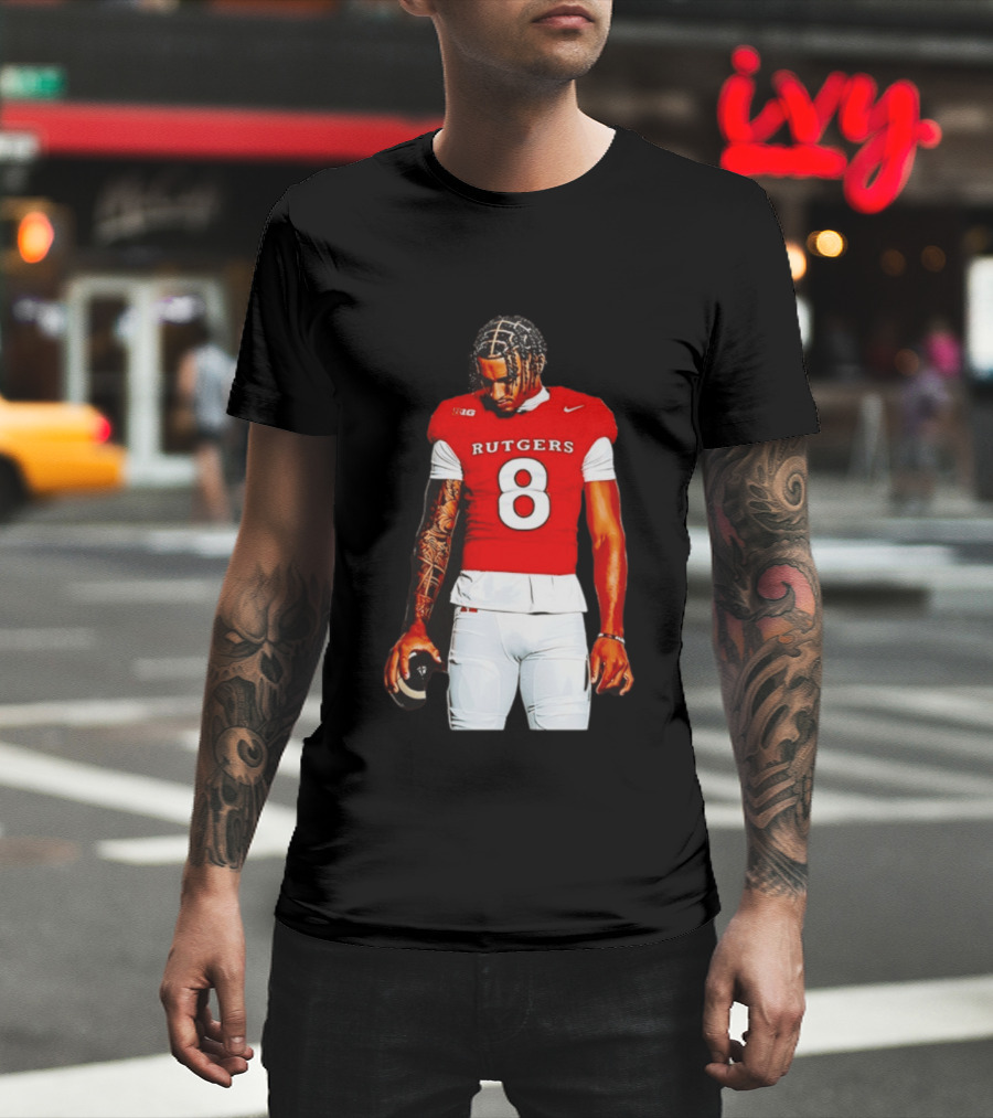 KJ Duff Number 8 Rutgers Scarlet Knights NCAA Football Player Nike Jersey T-Shirt
