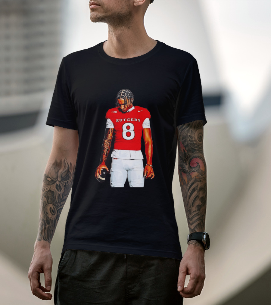 KJ Duff Number 8 Rutgers Scarlet Knights NCAA Football Player Nike Jersey T-Shirt