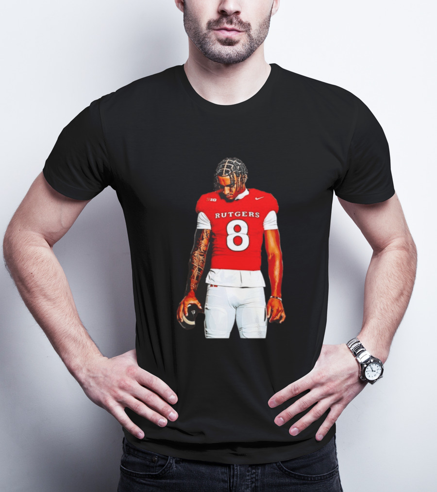 KJ Duff Number 8 Rutgers Scarlet Knights NCAA Football Player Nike Jersey T-Shirt