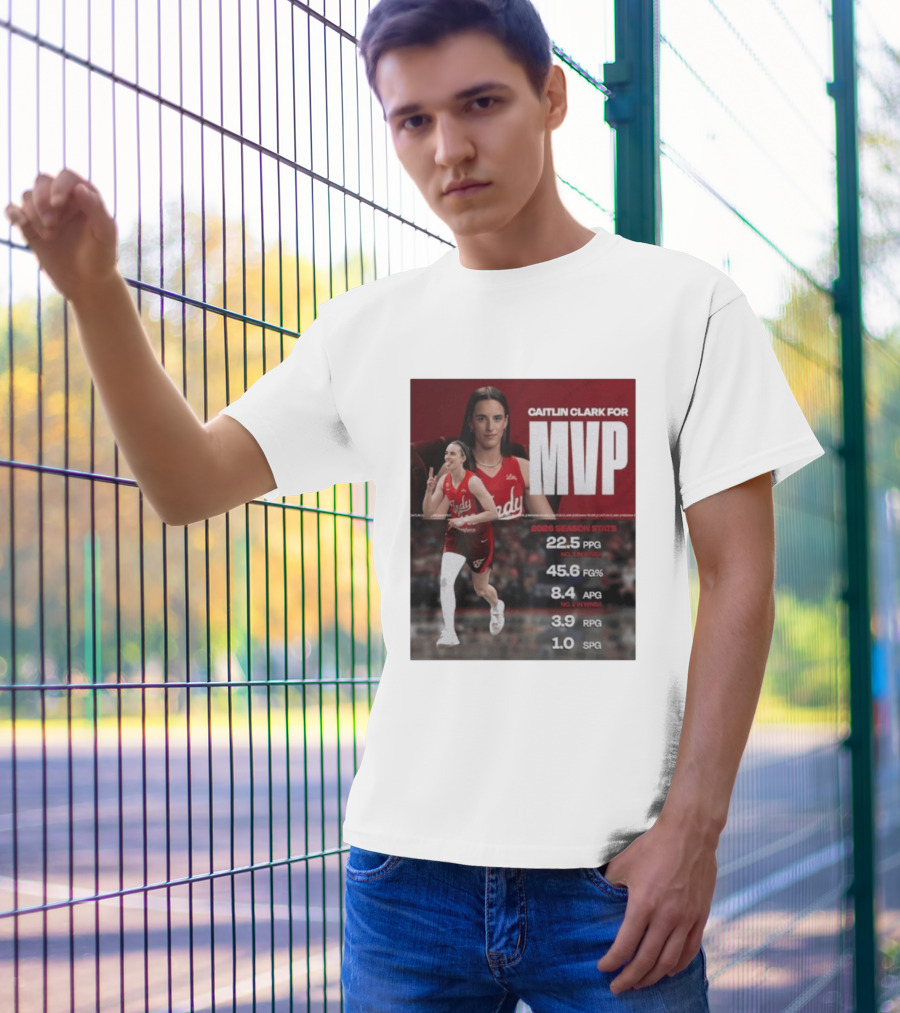 Caitlin Clark For MVP 2026 Stats 22.5 PPG 45.6 FG% 8.4 APG 3.9 RPG 1.0 SPG T-Shirt