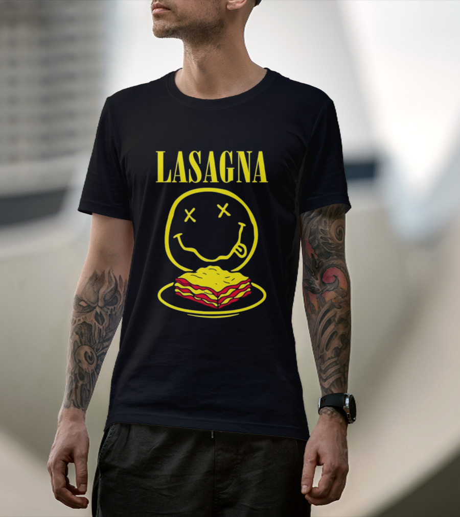 Lasagna Smiley Face Grunge Band Nirvana T-Shirt