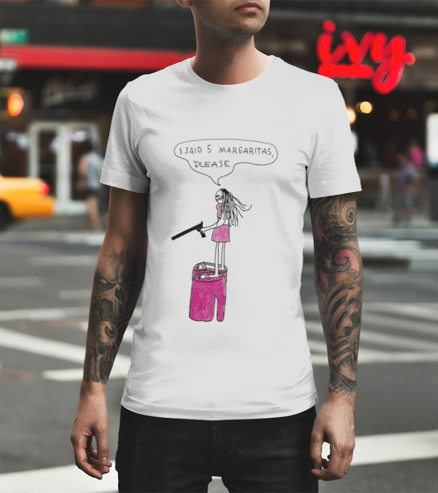 I Said 5 Margaritas Please Funny Stick Figure Woman On Chair T-Shirt