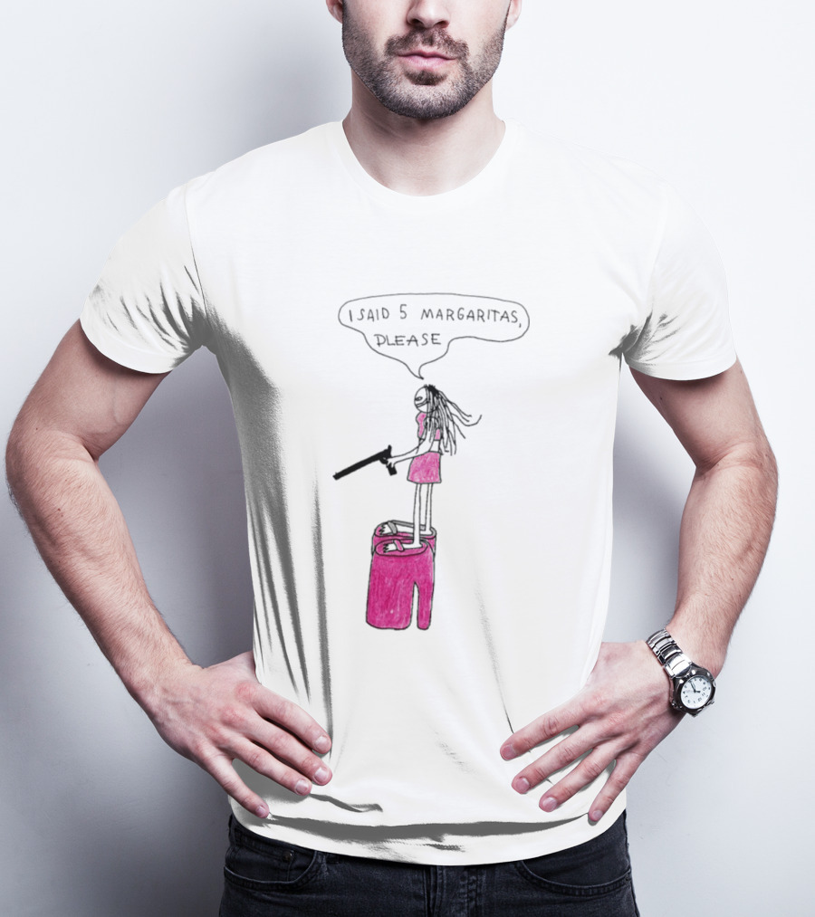 I Said 5 Margaritas Please Funny Stick Figure Woman On Chair T-Shirt