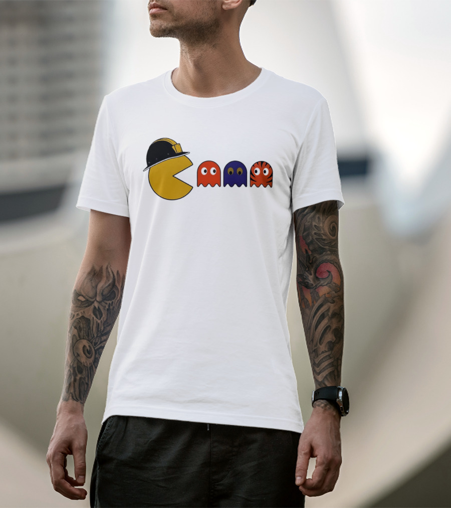 Pacman Hard Hat Ghosts Retro Gaming T-Shirt