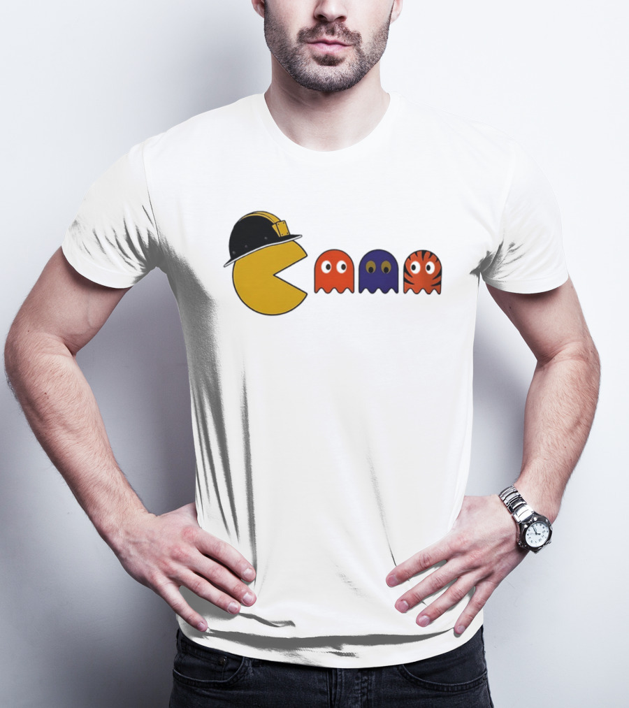 Pacman Hard Hat Ghosts Retro Gaming T-Shirt