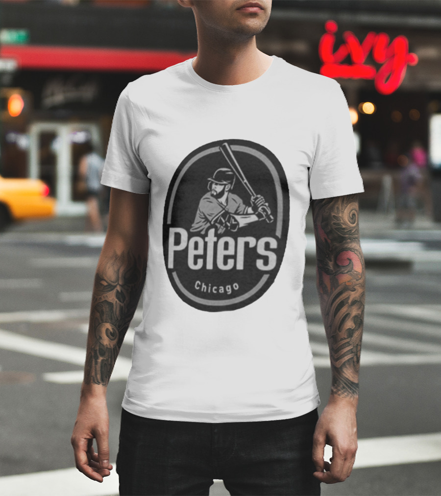 Peters Chicago Baseball Player Illustration White Sox T-Shirt