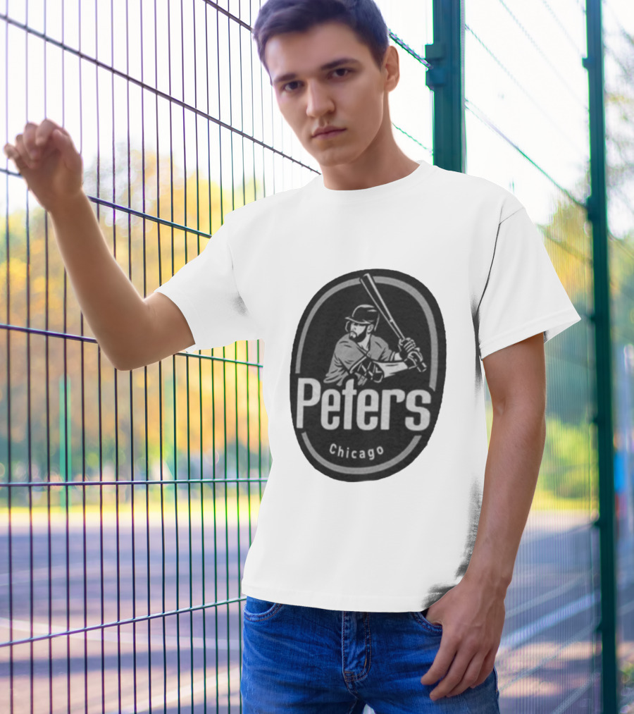 Peters Chicago Baseball Player Illustration White Sox T-Shirt