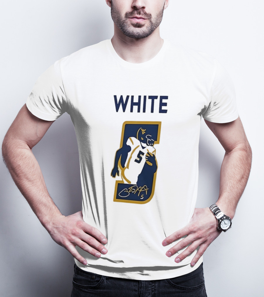 West Virginia Mountaineers Pat White Number 5 Signature 2026 T-Shirt