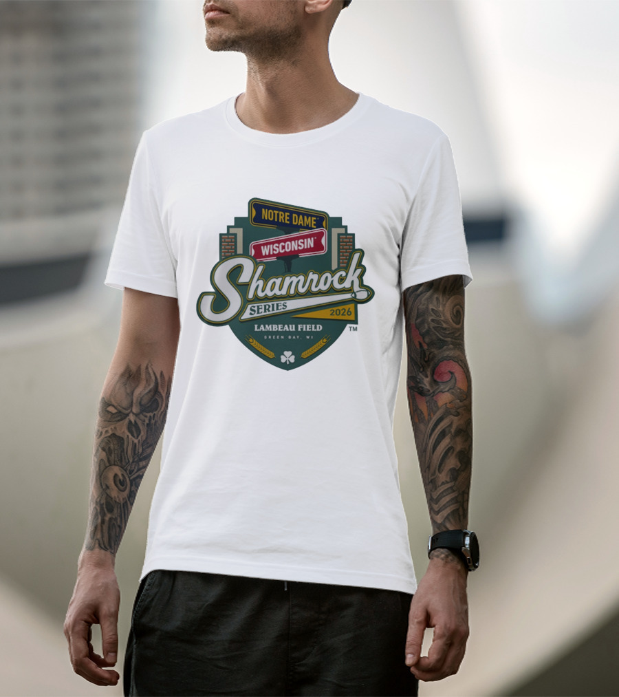 Notre Dame Wisconsin Shamrock Series 2026 Lambeau Field Green Bay WI T-Shirt