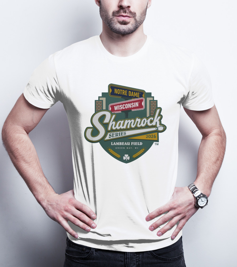 Notre Dame Wisconsin Shamrock Series 2026 Lambeau Field Green Bay WI T-Shirt
