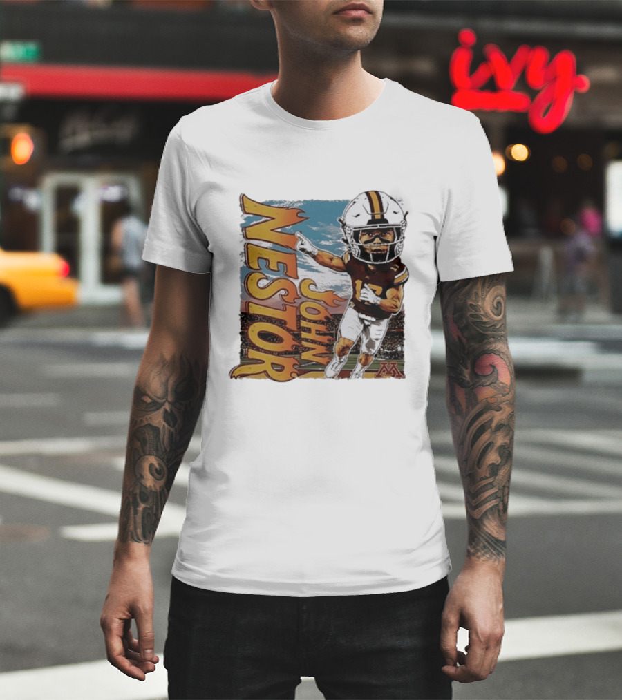 John Nestor Minnesota Golden Gophers Football Player Caricature 17 Football Helmet Minnesota T-Shirt