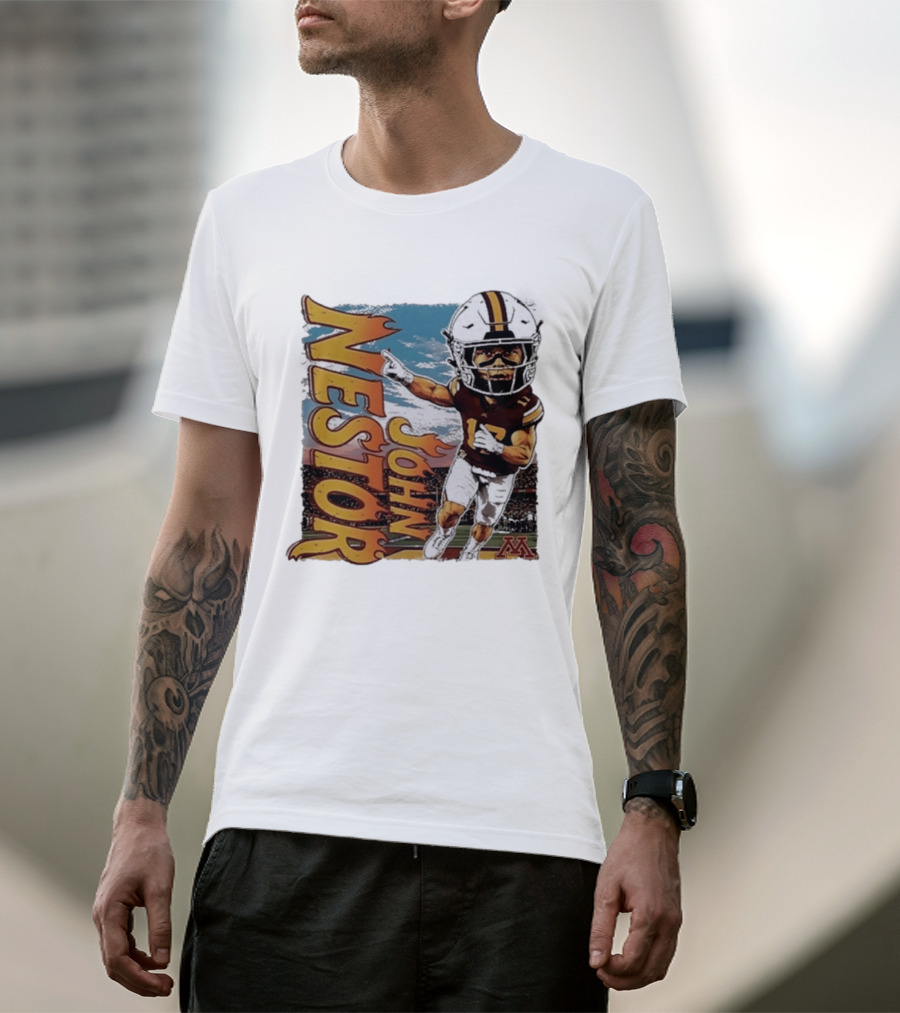 John Nestor Minnesota Golden Gophers Football Player Caricature 17 Football Helmet Minnesota T-Shirt