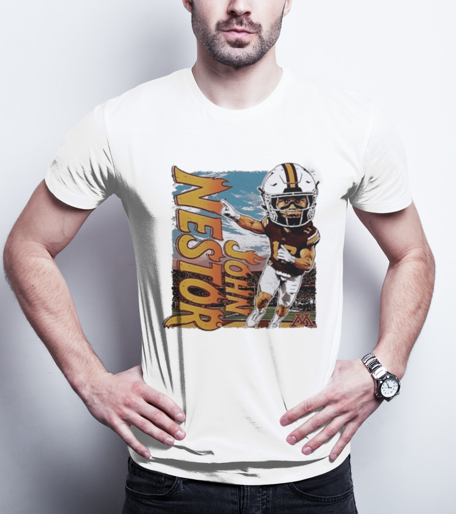 John Nestor Minnesota Golden Gophers Football Player Caricature 17 Football Helmet Minnesota T-Shirt