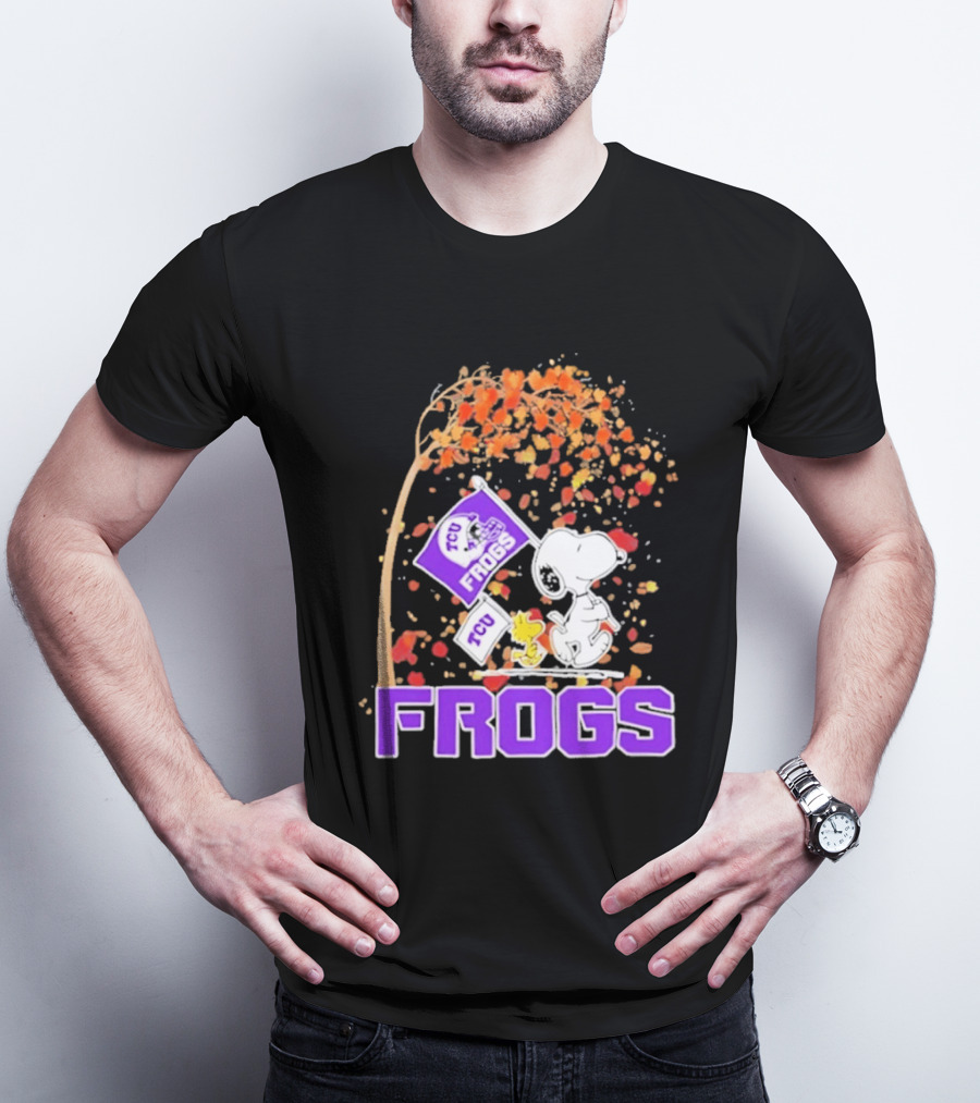 TCU Horned Frogs Snoopy Peanuts Fall Leaves T-Shirt
