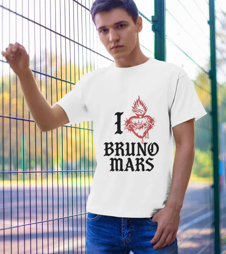 I Heart Bruno Mars Romantic Tour Flame Heart T-Shirt
