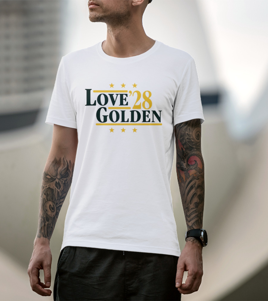Love 28 Golden Stars Packers Football T-Shirt