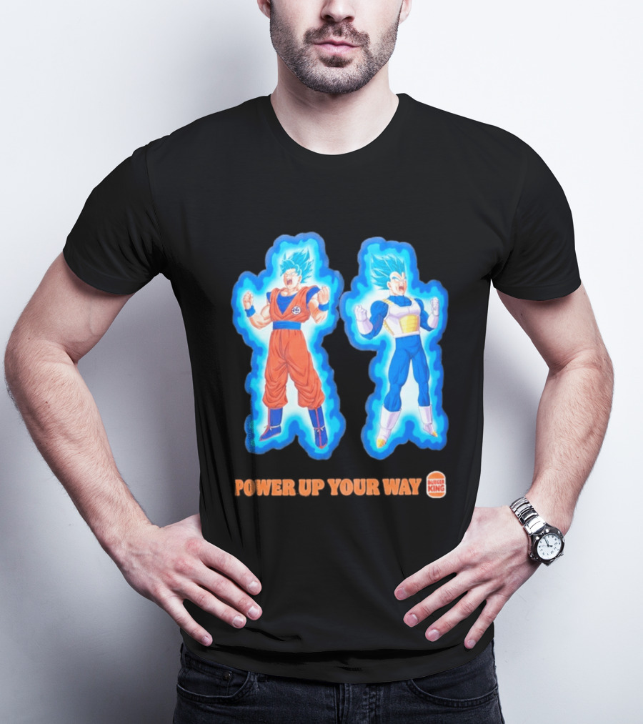 Burger King Dragon Ball Super Power Up Your Way Collaboration Featuring Iconic Saiyan Characters T-Shirt