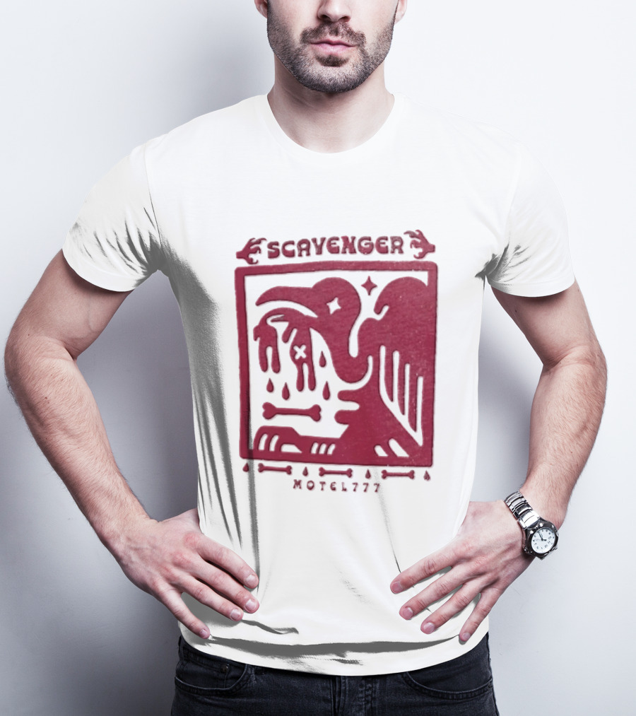 Scavenger Motel 777 Bird Design With Bones And Droplets T-Shirt