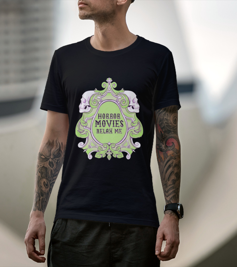Horror Movies Relax Me Spooky Aesthetic Skulls Gothic Frame T-Shirt